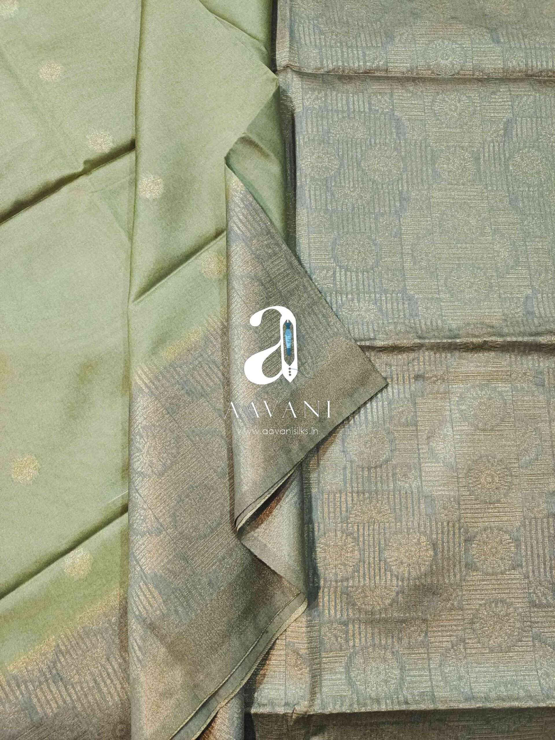 Beautiful Patel Green with Grey Color Turning Border Banaras Saree ...
